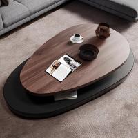 China Oak Dark Wood Oval Coffee Table with Storage 1300x800x320mm for Living Room Hotel for sale