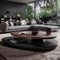China Oak Dark Wood Oval Coffee Table with Storage 1300x800x320mm for Living Room Hotel for sale