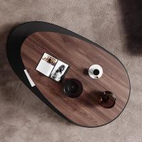China Oak Dark Wood Oval Coffee Table with Storage 1300x800x320mm for Living Room Hotel for sale