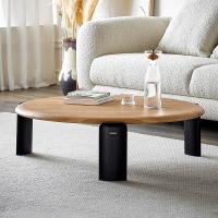 China Oak Veneer Round Coffee Table Natural Wood Top Dia1100mm Living Room Furniture for sale