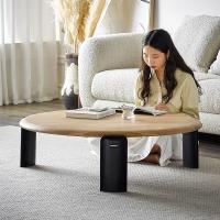 China Oak Veneer Round Coffee Table Natural Wood Top Dia1100mm Living Room Furniture for sale
