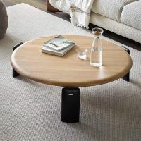 China Oak Veneer Round Coffee Table Natural Wood Top Dia1100mm Living Room Furniture for sale