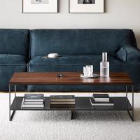 China Rectangle Iron Central Coffee Table Grey Metal Oak Top Coffee Table for sale