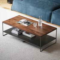 China Rectangle Iron Central Coffee Table Grey Metal Oak Top Coffee Table for sale