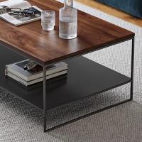 China Rectangle Iron Central Coffee Table Grey Metal Oak Top Coffee Table for sale
