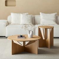 China Central Round Coffee Table Set Natural Wood Top Coffee Table for sale