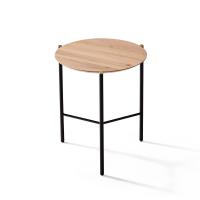 China Round Oak Coffee Table with Iron Legs 700mm Diameter Hotel Furniture for sale