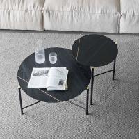China Round Oak Coffee Table with Iron Legs 700mm Diameter Hotel Furniture for sale