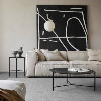 China Round Oak Coffee Table with Iron Legs 700mm Diameter Hotel Furniture for sale