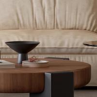 China Natural Oak Round Coffee Table with Storage Customizable Dia900x300mm for sale