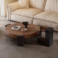 China Natural Oak Round Coffee Table with Storage Customizable Dia900x300mm for sale