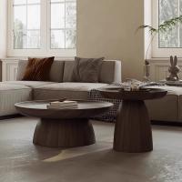 China Veneer Walnut Coffee Table Natural Wood Round Coffee Table for sale