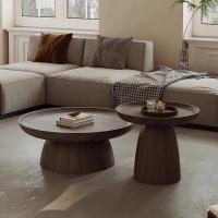 China Veneer Walnut Coffee Table Natural Wood Round Coffee Table for sale