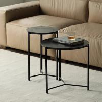 China Black Oak Top Coffee Table Satin Finish Contemporary Coffee Table With Metal Legs for sale
