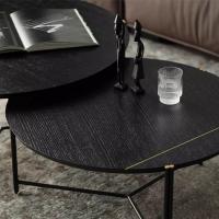China Black Oak Top Coffee Table Satin Finish Contemporary Coffee Table With Metal Legs for sale