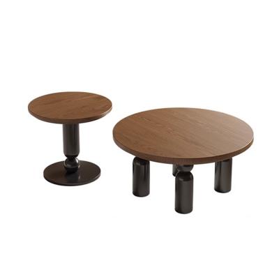 China Oak Wood Top Round Coffee Table 800mm Diameter Matt Finish Natural Wood for sale