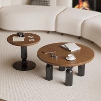China Oak Wood Top Round Coffee Table 800mm Diameter Matt Finish Natural Wood for sale