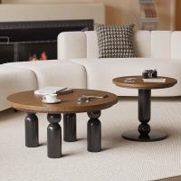 China Oak Wood Top Round Coffee Table 800mm Diameter Matt Finish Natural Wood for sale