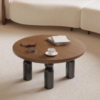China Oak Wood Top Round Coffee Table 800mm Diameter Matt Finish Natural Wood for sale