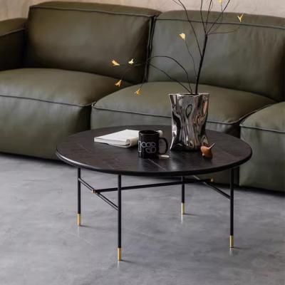 China Iron Finish Central Coffee Table Black Satin Oak Top Coffee Table for sale
