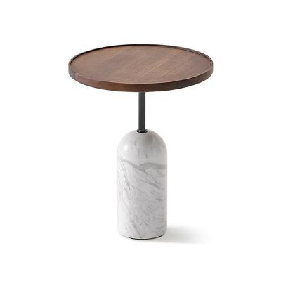 China Gun Black Oak Veneer Stainless Steel Side Table 400mm Dia 500mm Height for Living Room Hotel for sale