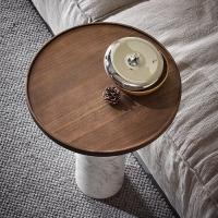 China Gun Black Oak Veneer Stainless Steel Side Table 400mm Dia 500mm Height for Living Room Hotel for sale
