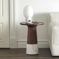China Oak Veneer Round End Table Natural Wood Top Solid Wood Legs Side Table Dia 400mm Height 540mm for sale
