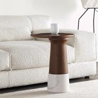 China Oak Veneer Round End Table Natural Wood Top Solid Wood Legs Side Table Dia 400mm Height 540mm for sale