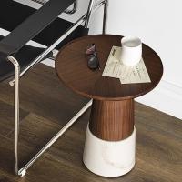 China Oak Veneer Round End Table Natural Wood Top Solid Wood Legs Side Table Dia 400mm Height 540mm for sale