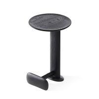 China Oak Veneer Round End Table Natural Wood Top Solid Wood Legs Side Table Dia 320mm for sale