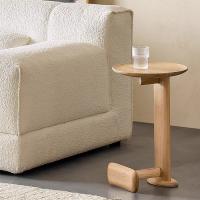 China Oak Veneer Round End Table Natural Wood Top Solid Wood Legs Side Table Dia 320mm for sale