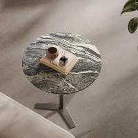 China Gun Black Stainless Steel Side Table with Natural Marble Top 450mm Diameter for sale