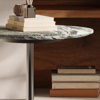 China Gun Black Stainless Steel Side Table with Natural Marble Top 450mm Diameter for sale
