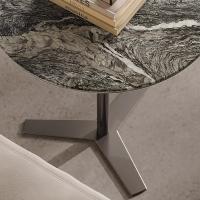 China Gun Black Stainless Steel Side Table with Natural Marble Top 450mm Diameter for sale