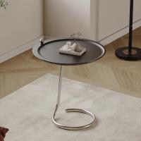 China Shiny Silver Wood Top End Table 500mm Diameter Stainless Steel Legs for Hotel Villa for sale