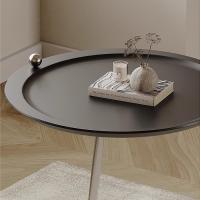 China Shiny Silver Wood Top End Table 500mm Diameter Stainless Steel Legs for Hotel Villa for sale