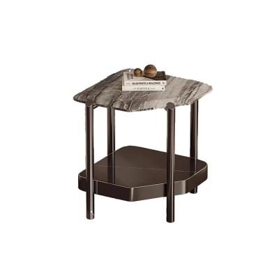 China Gun Black Stainless Steel Marble Side Table 350x380x430mm Hotel End Table for sale