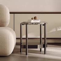 China Gun Black Stainless Steel Marble Side Table 350x380x430mm Hotel End Table for sale