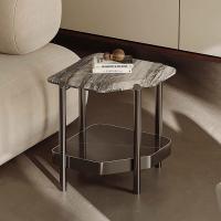 China Gun Black Stainless Steel Marble Side Table 350x380x430mm Hotel End Table for sale