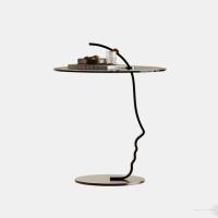 China Customized Glass Top End Table Dia500mm Stainless Steel Side Table Gun Black for sale