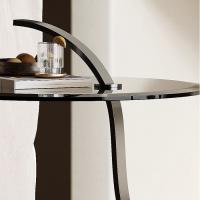 China Customized Glass Top End Table Dia500mm Stainless Steel Side Table Gun Black for sale
