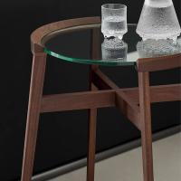 China Glass Top Oak Veneer End Table With Solid Wood Legs Custom Made for sale