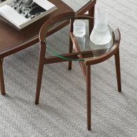 China Glass Top Oak Veneer End Table With Solid Wood Legs Custom Made for sale