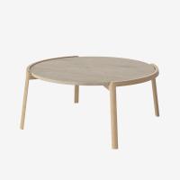 China Round Coffee Table Set Table Natural Oak Veneer Travertine Top Coffee Table for sale