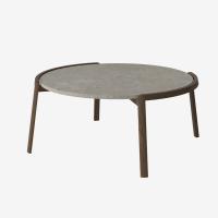 China Round Coffee Table Set Table Natural Oak Veneer Travertine Top Coffee Table for sale