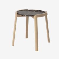 China Round Coffee Table Set Table Natural Oak Veneer Travertine Top Coffee Table for sale