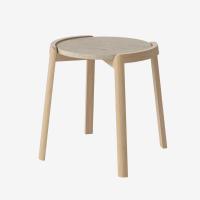China Round Coffee Table Set Table Natural Oak Veneer Travertine Top Coffee Table for sale