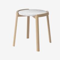 China Round Coffee Table Set Table Natural Oak Veneer Travertine Top Coffee Table for sale