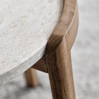 China Round Coffee Table Set Table Natural Oak Veneer Travertine Top Coffee Table for sale