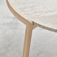 China Round Coffee Table Set Table Natural Oak Veneer Travertine Top Coffee Table for sale